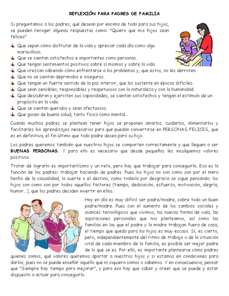 Reflexión para Padres de Familia | Descargar gratis PDF | Vida | Motivación