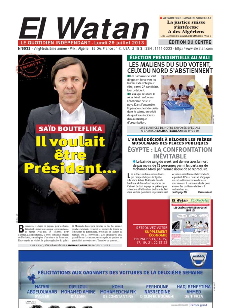 El Watan du 29.07.2013.pdf | Abdelaziz Bouteflika | Algérie
