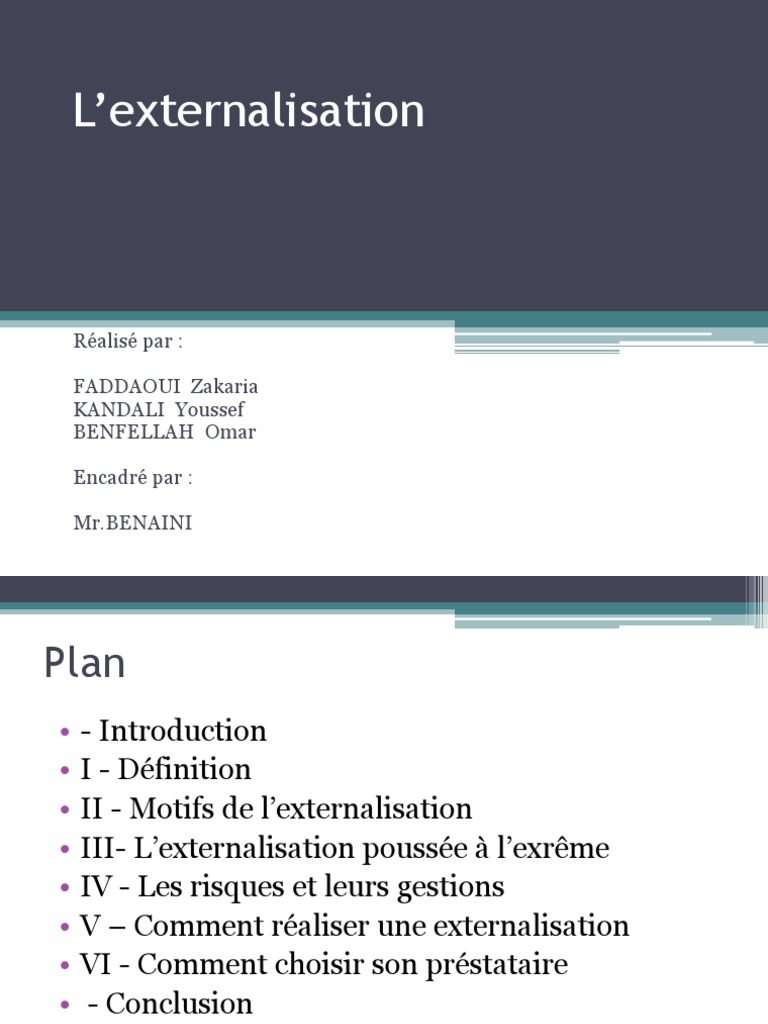 7) L'externalisation | PDF | Sous-traitance | Appel d'offres