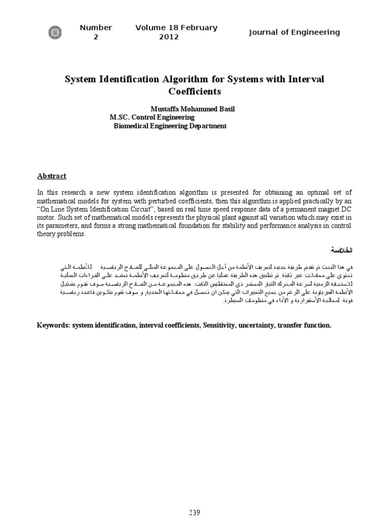 System Identification Algorithm For Systems With Interval Coefficients ...
