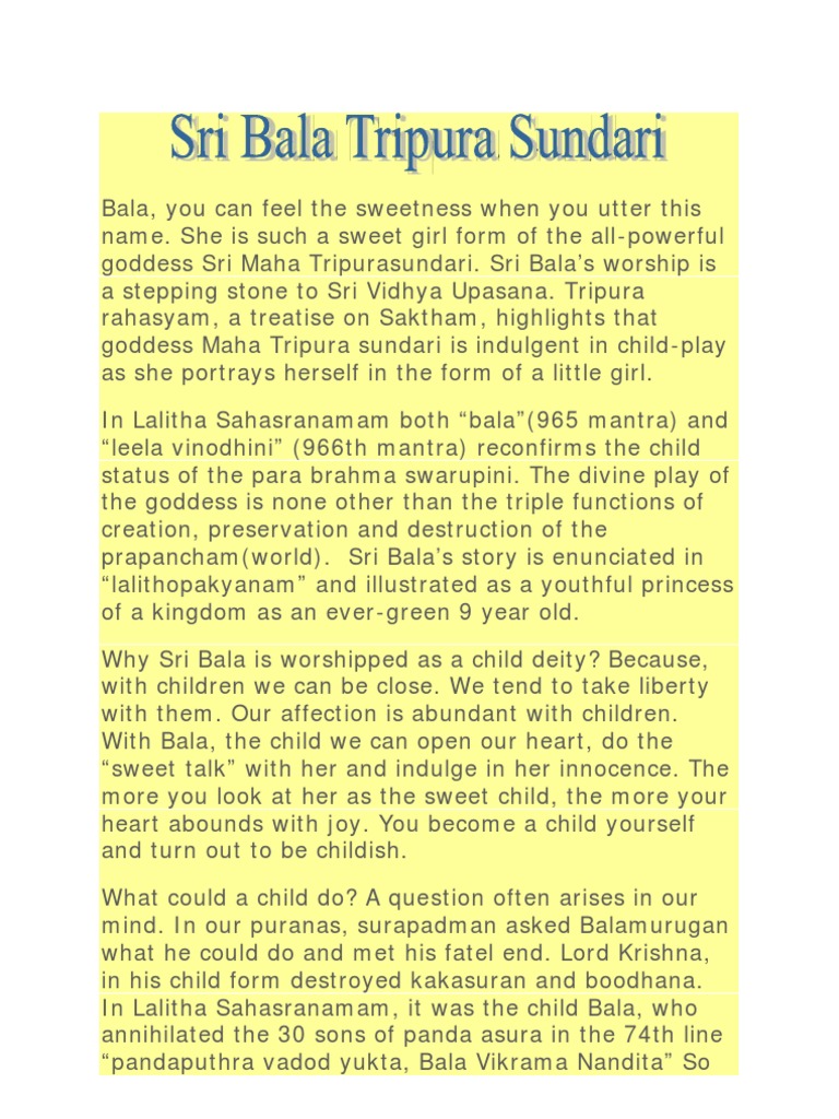 Sri Bala Tripura Sundari Tandra | PDF | Monotheistic Religions | Hindu Mythology