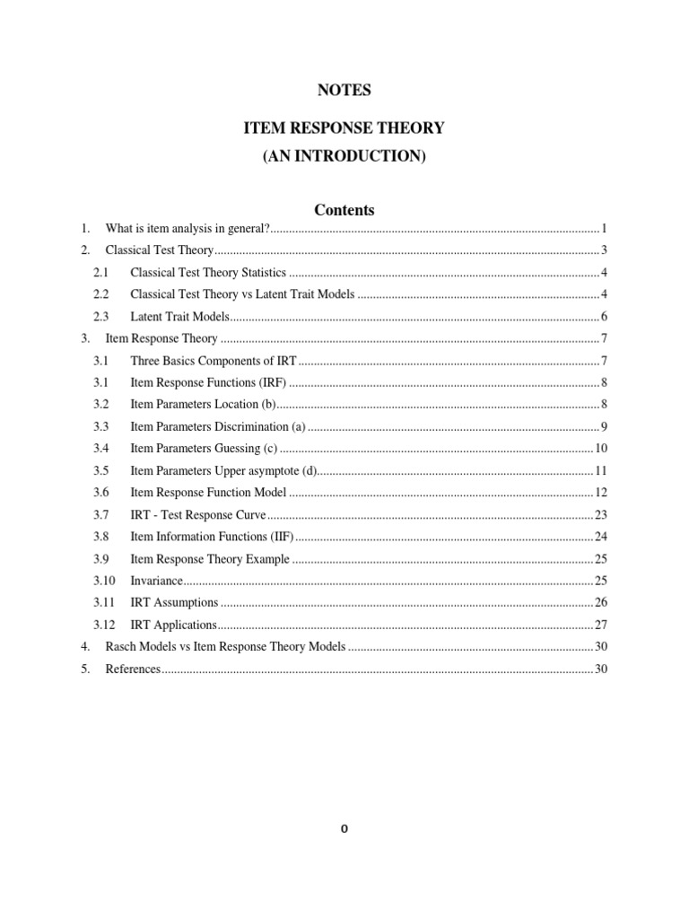 Introduction to Item Response Theory | PDF | Statistics | Quality Of Life