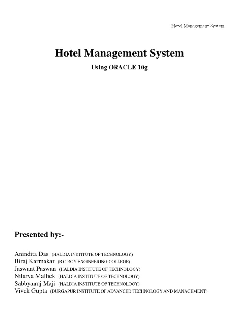 Hotel Management System Using Oracle | PDF | Data Model | Conceptual Model