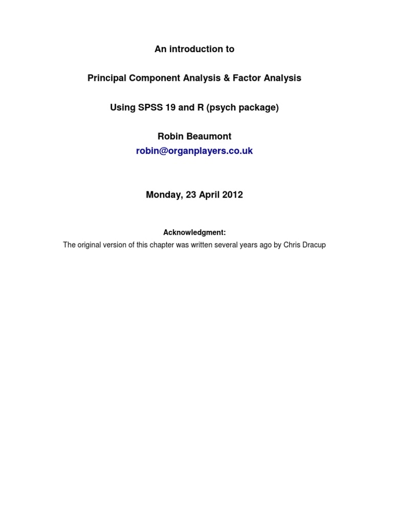 Very Nice Factor Analysis Pdf Factor Analysis Principal Component Analysis