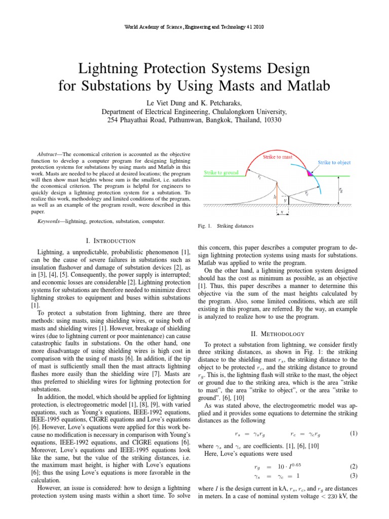 Lightning Protection | PDF | Electrical Substation | Equations