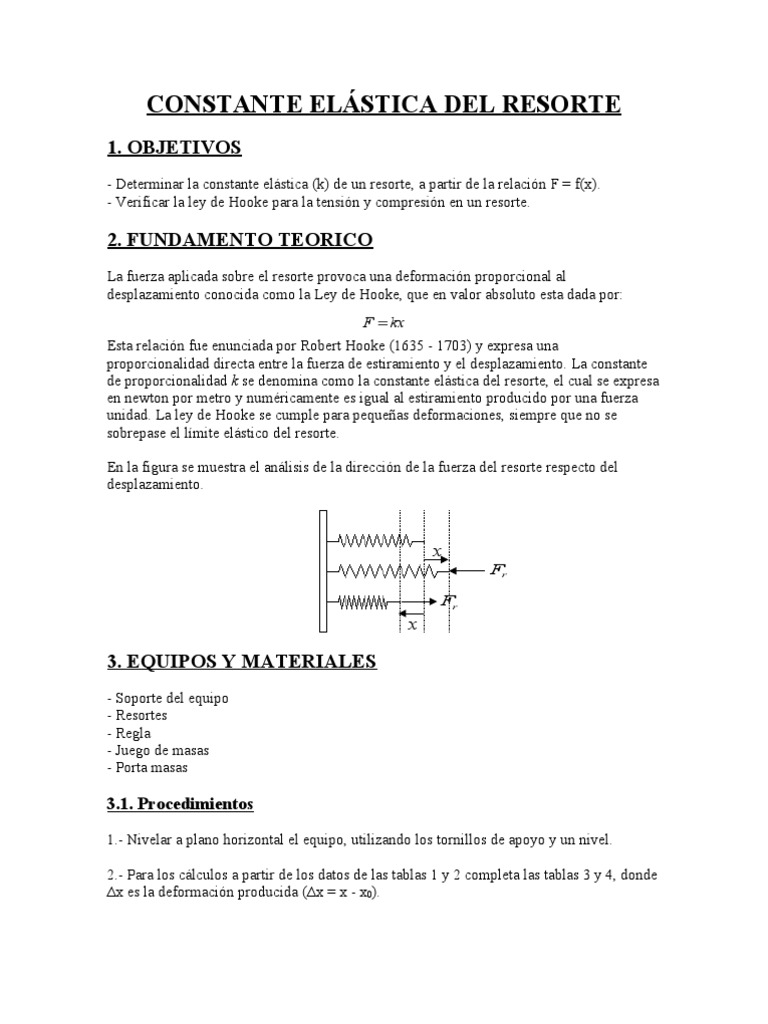LAB_2 - Constante Elástica del Resorte | PDF | Elasticidad (Física ...