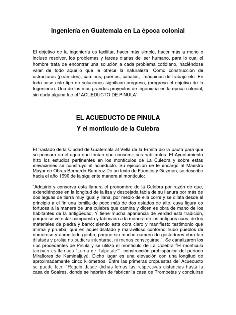 Acueducto de Pinula | Descargar gratis PDF | Guatemala | Naturaleza