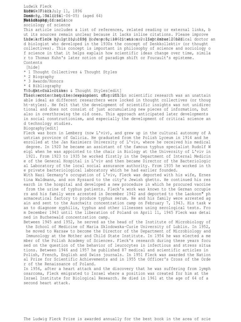 Ludwik Fleck | PDF | Philosophical Movements | Academia