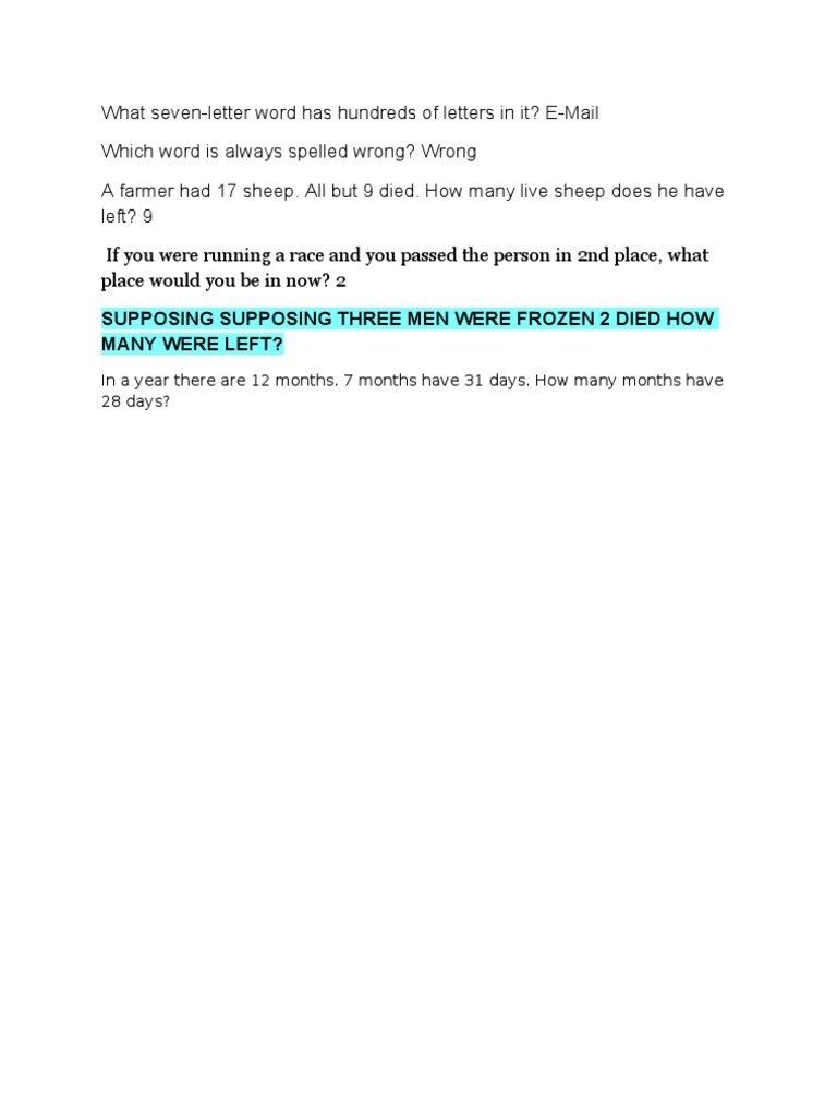 Riddles and Logic Puzzles | PDF