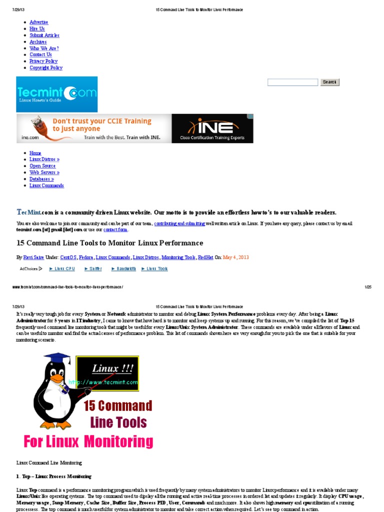 15 Command Line Tools To Monitor Linux Performance PDF | PDF | Linux ...