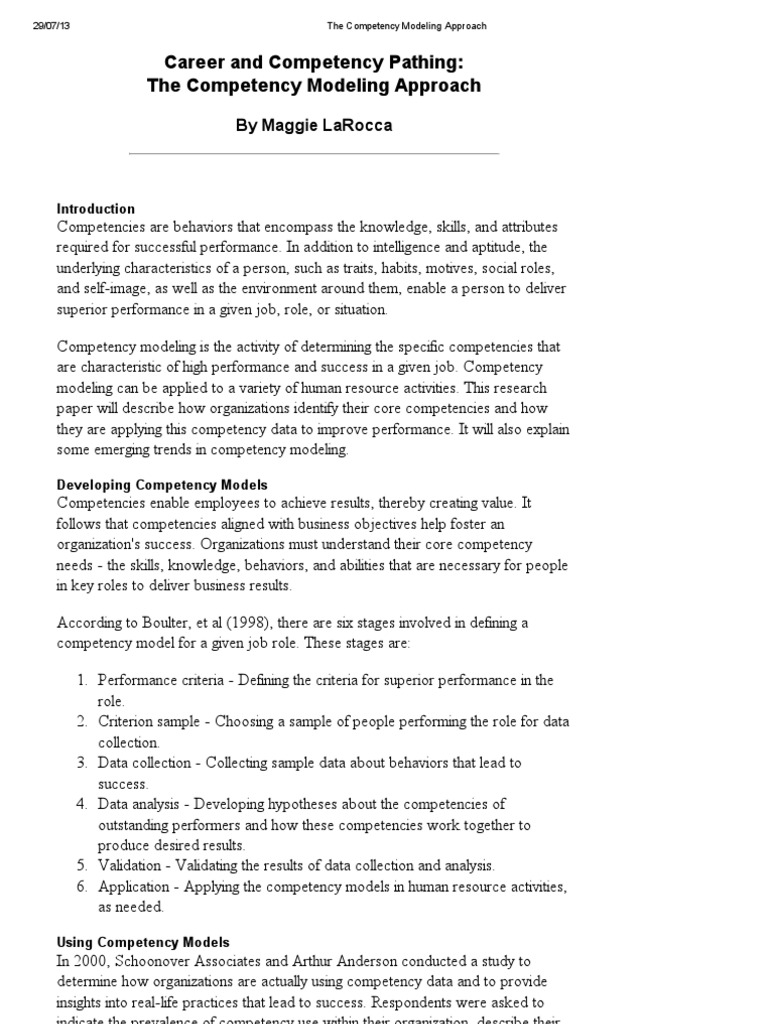 The Competency Modeling Approach | PDF | Competence (Human Resources ...