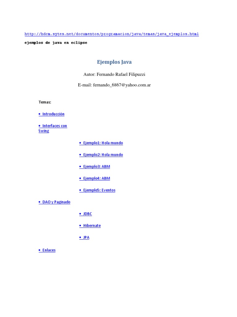 Codigo de Ejemplos Java Eclipse | PDF | Entero (Informática) | Java ...