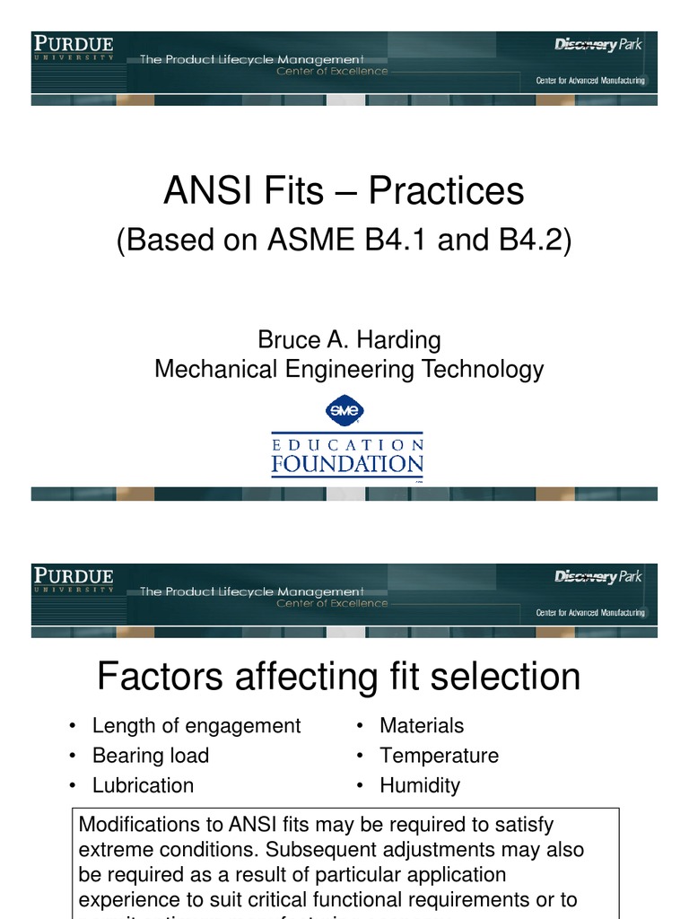 ANSI Table of Fits PDF | PDF
