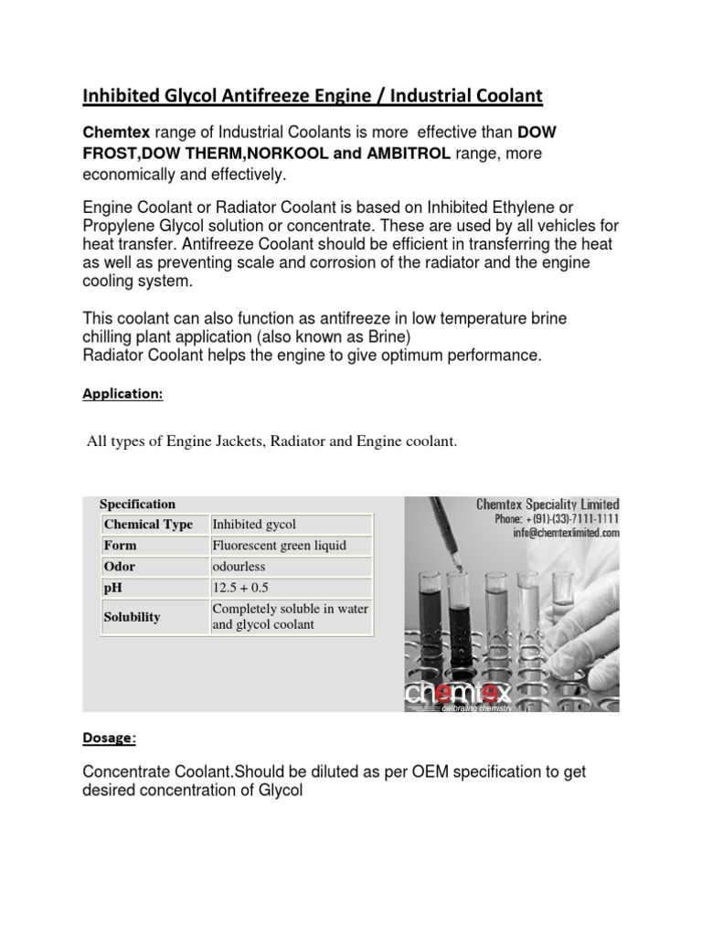 Inhibited Glycol Antifreeze Coolant | PDF | Technology & Engineering