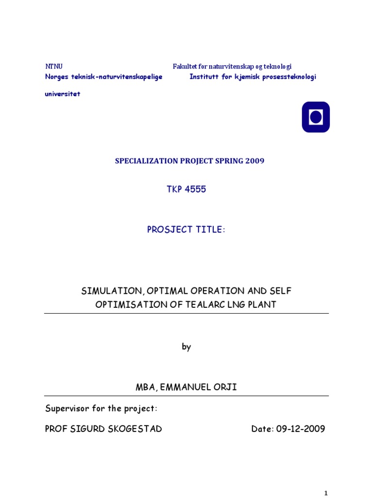 Simulation, Optimal Operation and Self Optimisation of Tealarc LNG ...