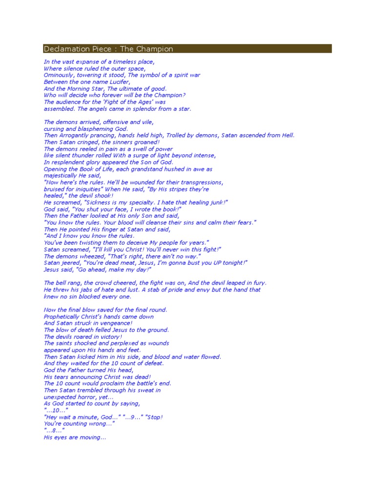 Declamation Piece | PDF | Satan | Jesus