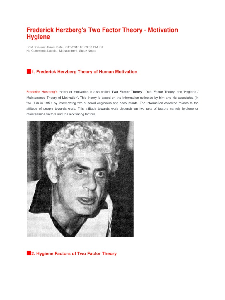 Frederick Herzberg | PDF | Motivation | Motivational