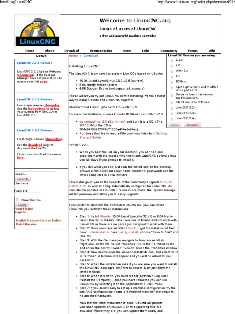 Installing LinuxCNC | PDF | Ubuntu (Operating System) | Installation (Computer Programs)