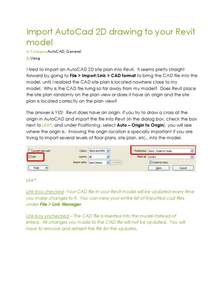 Importing an AutoCAD Site Plan into Revit: Understanding Origins and ...