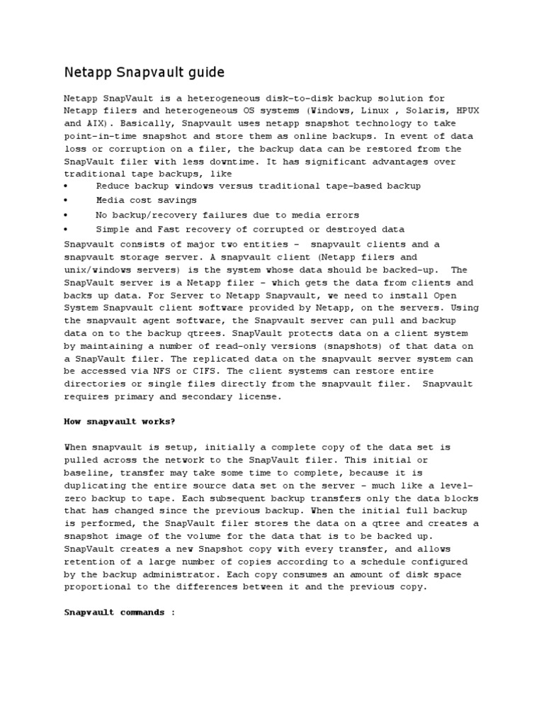Netapp Snapvault Guide | PDF | Backup | Areas Of Computer Science