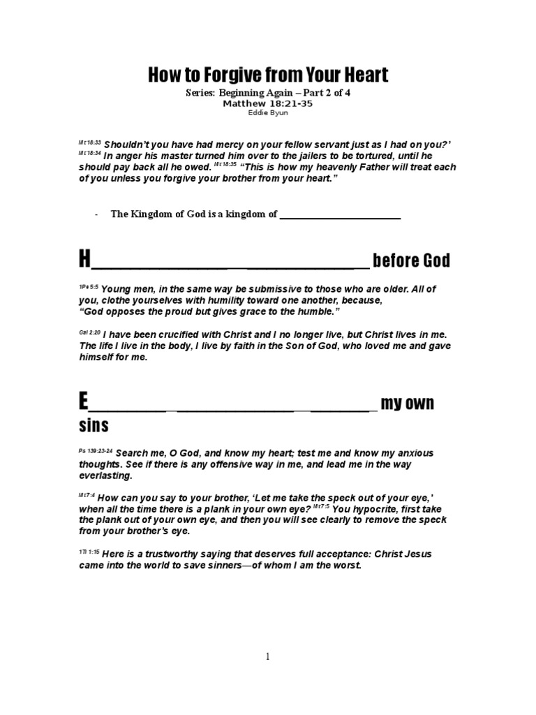 0111 - Matthew 18 | PDF | Forgiveness | Christian Belief And Doctrine