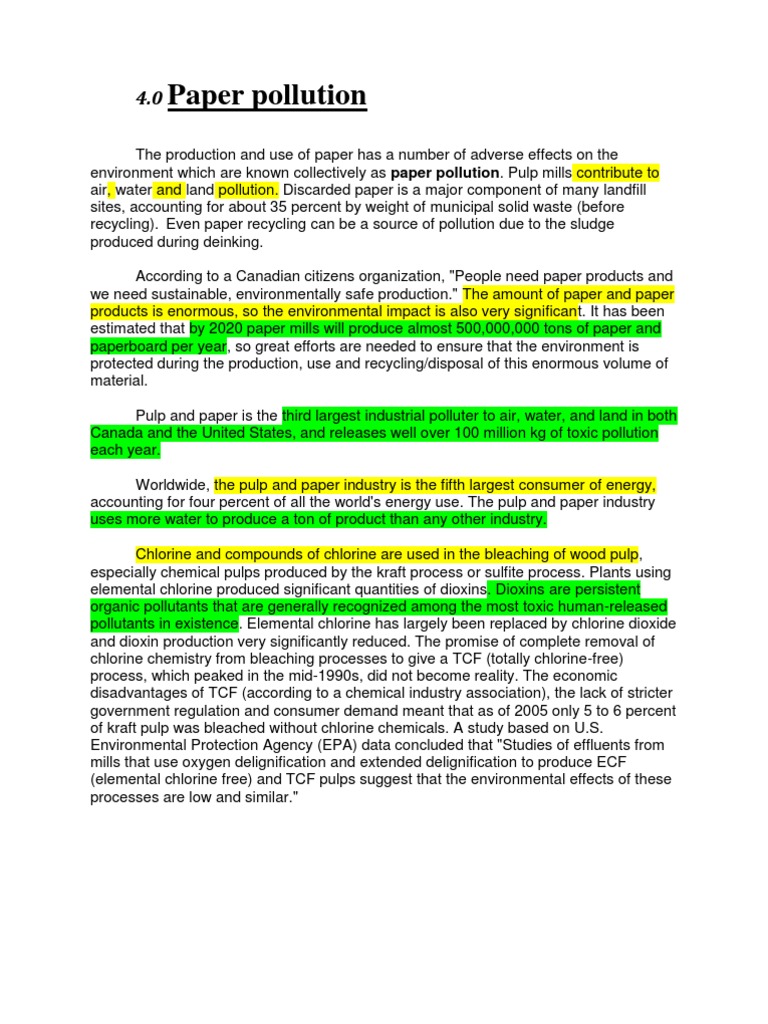 Paper Pollution | PDF | Pulp (Paper) | Paper