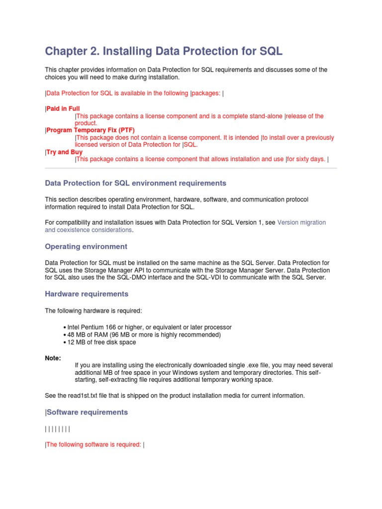 Chapter 2. Installing Data Protection For SQL | PDF | Windows 2000 ...
