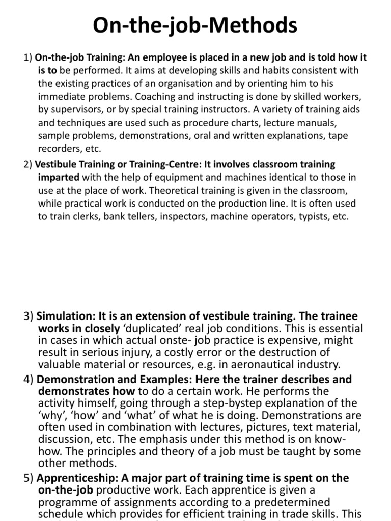 Training-On The Job Methods | PDF | Apprenticeship | Lecture
