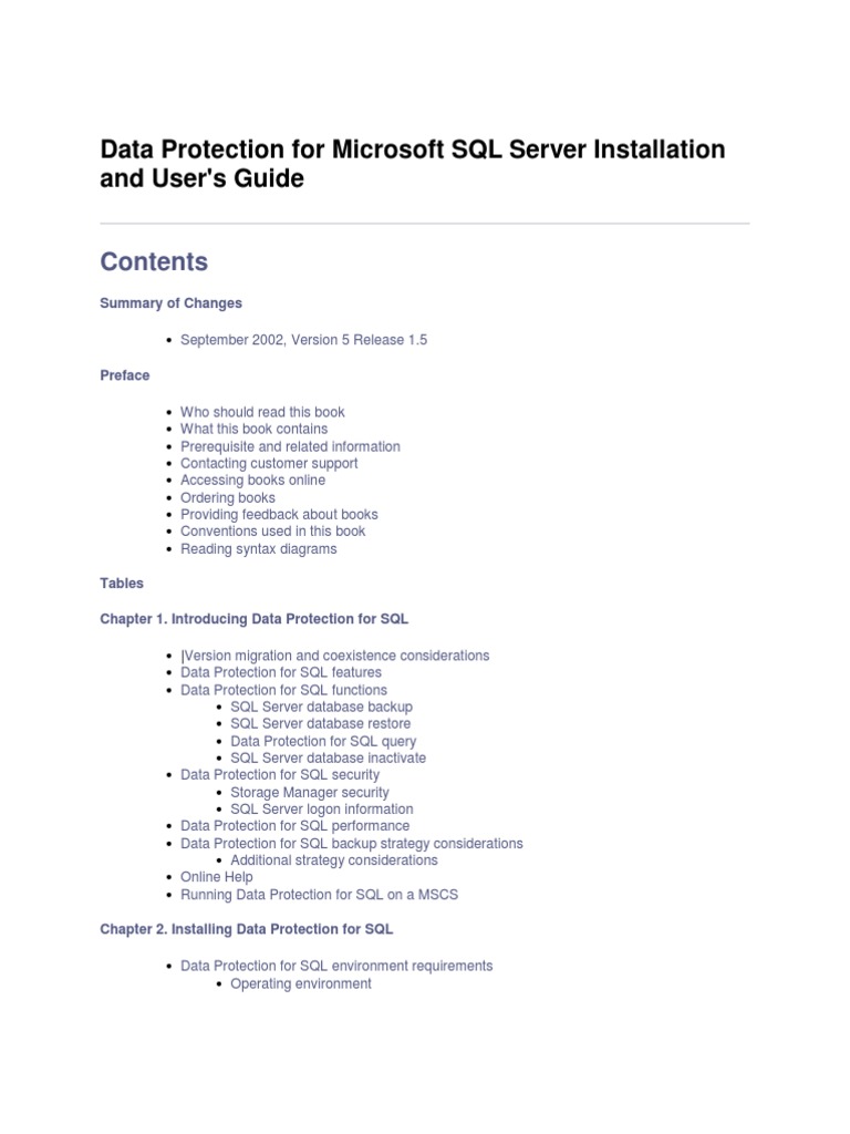 Data Protection For Microsoft SQL Server Installation and User's Guide ...