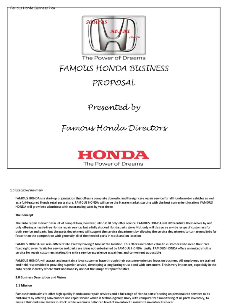 Famous Honda Business | PDF | Retail | Car