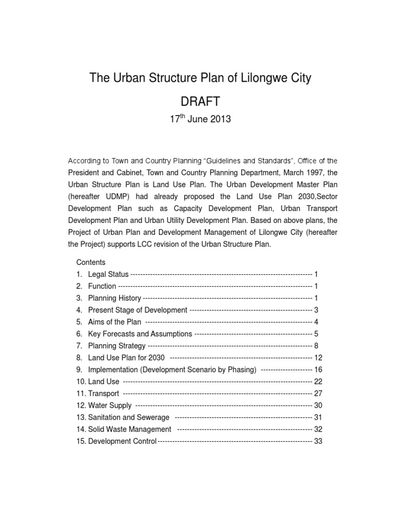 Lilongwe Urban Structure Plan Overview | PDF | Slum | Mixed Use Development