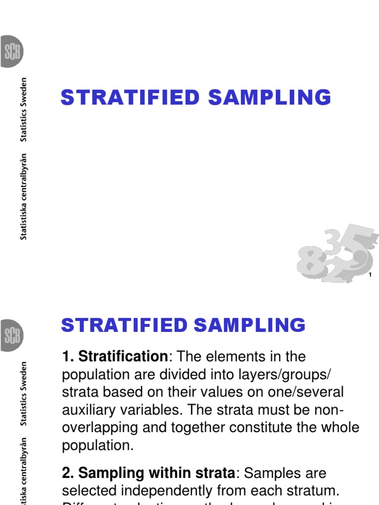 Stratified Sampling | PDF | Stratified Sampling | Estimation Theory