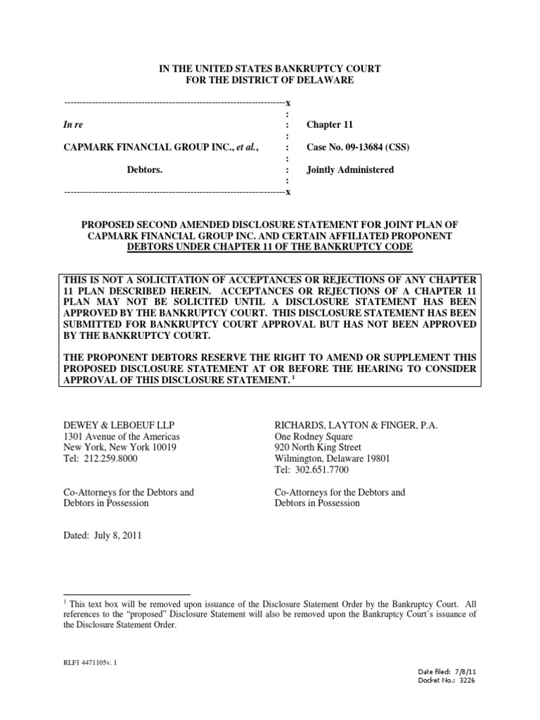 Capmark - 3226 - Second Amended Disclosure Statement (Filed 7-8-11 ...