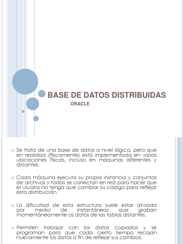 Base de Datos Distribuidas - Oracle | PDF | Bases de datos | SQL