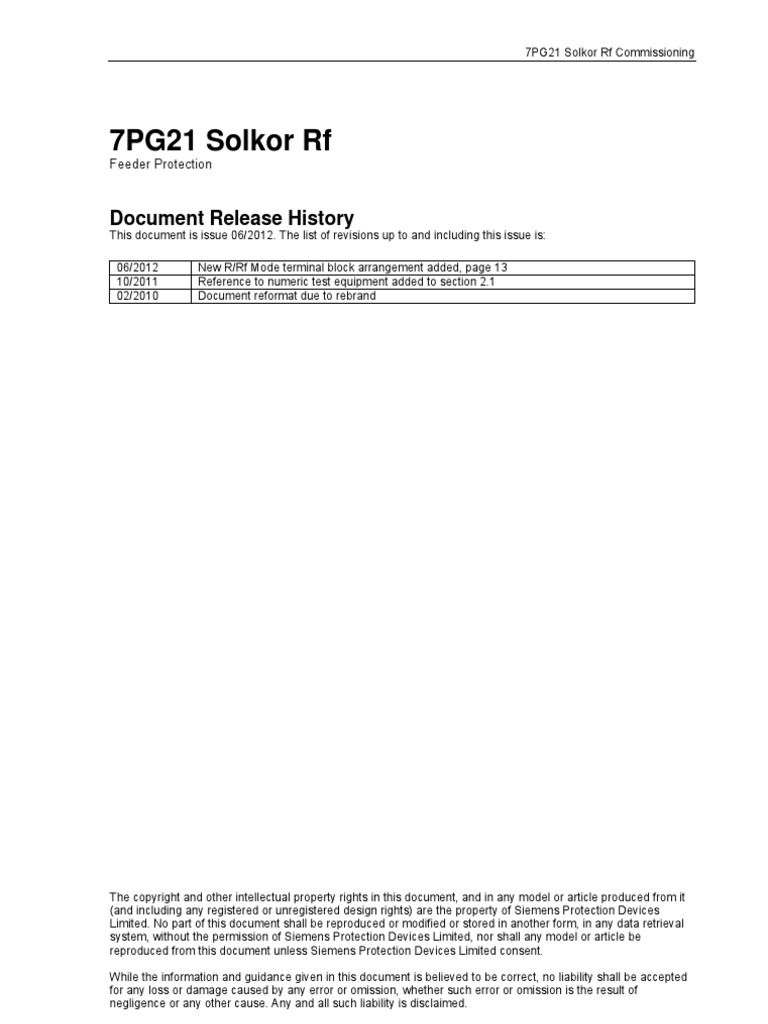 7PG21 Solkor RF Technical Manual Chapter 6 Commissioning PDF | PDF ...