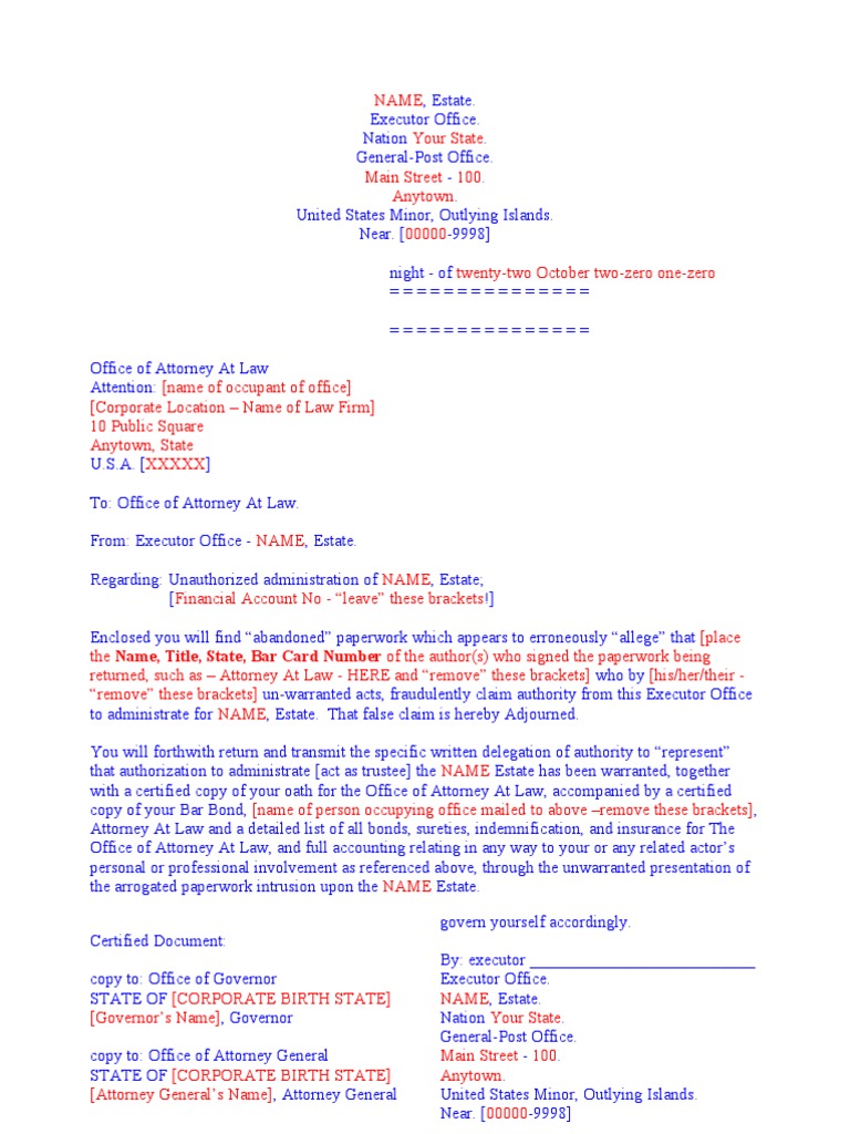Executive/ Executor Letter #0010 | PDF