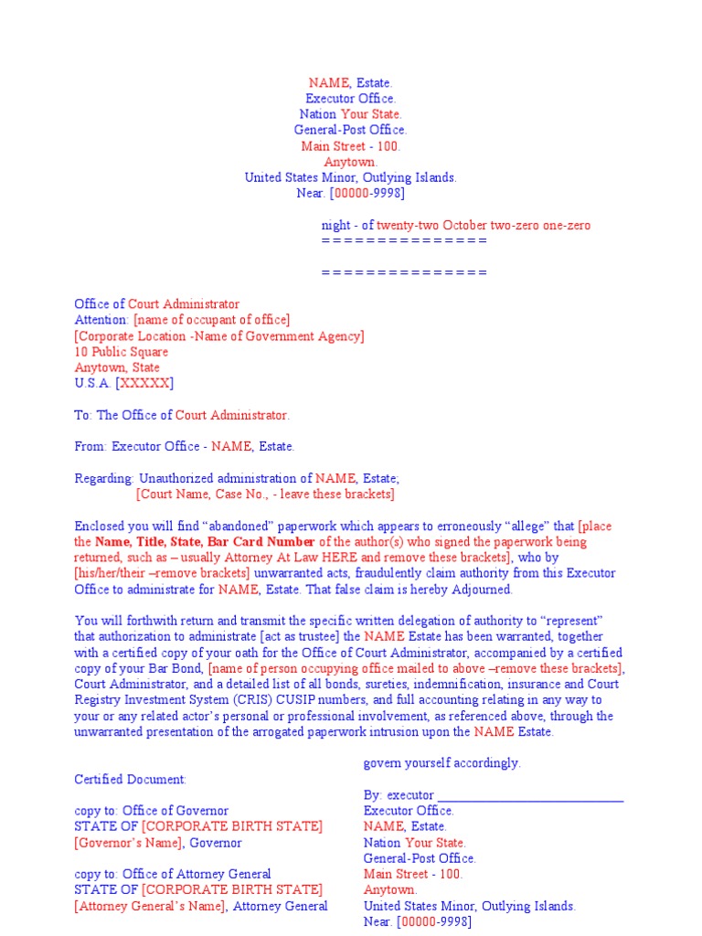 Executive Letter | PDF | Lawyer | Executor