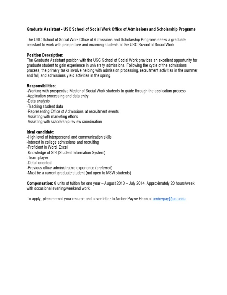 Graduate Assistant Job Description | PDF