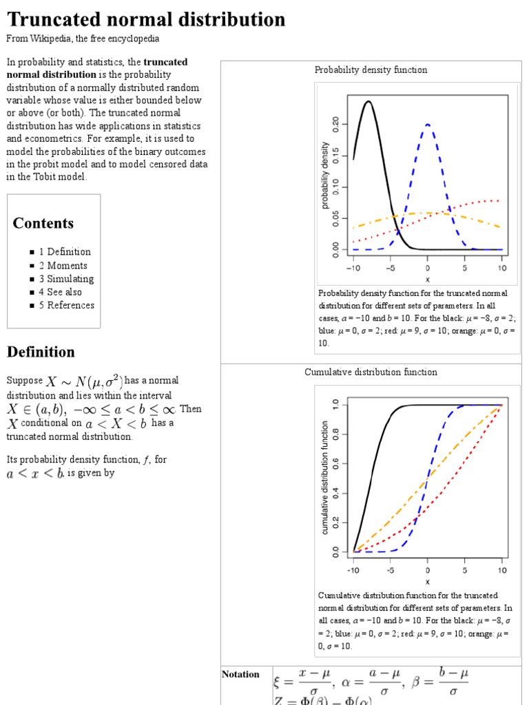 Truncated Normal Distribution - Wikipedia, The Free Encyclopedia | PDF ...
