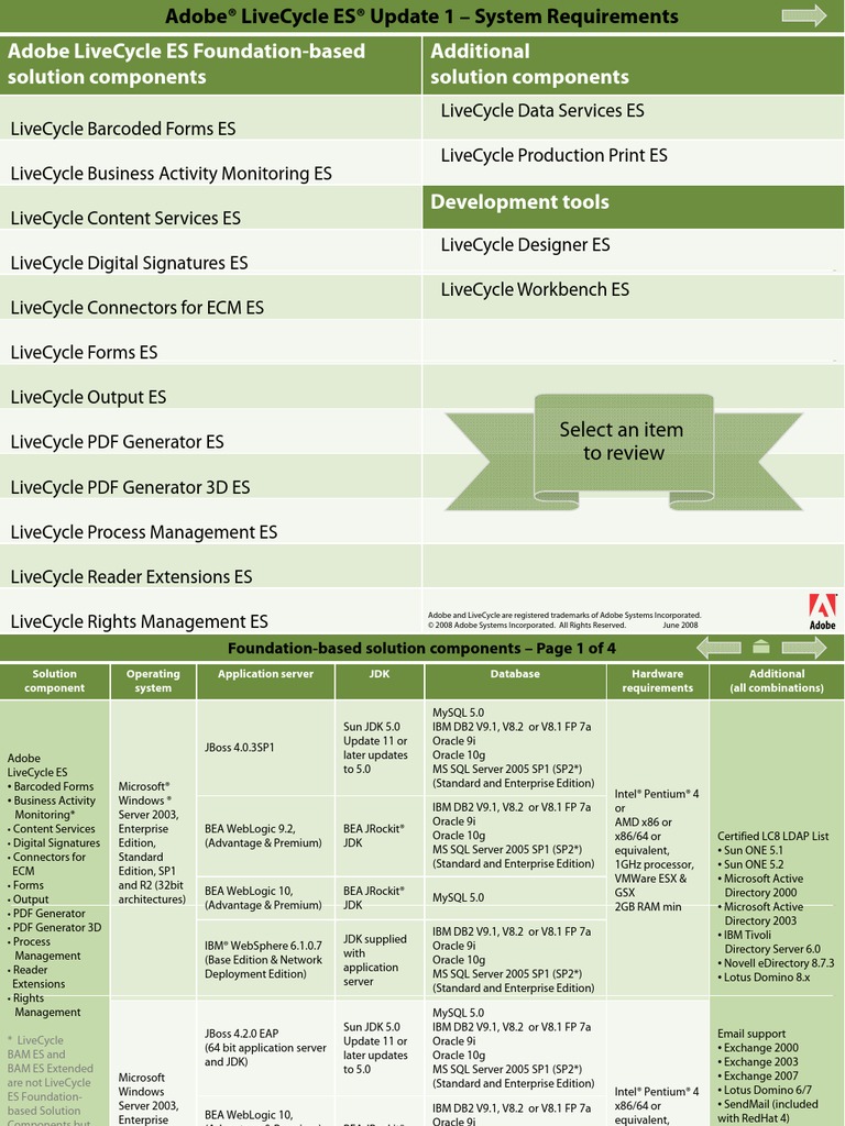 Adobe® Livecycle Es® Update 1 - System Requirements | PDF | Oracle ...