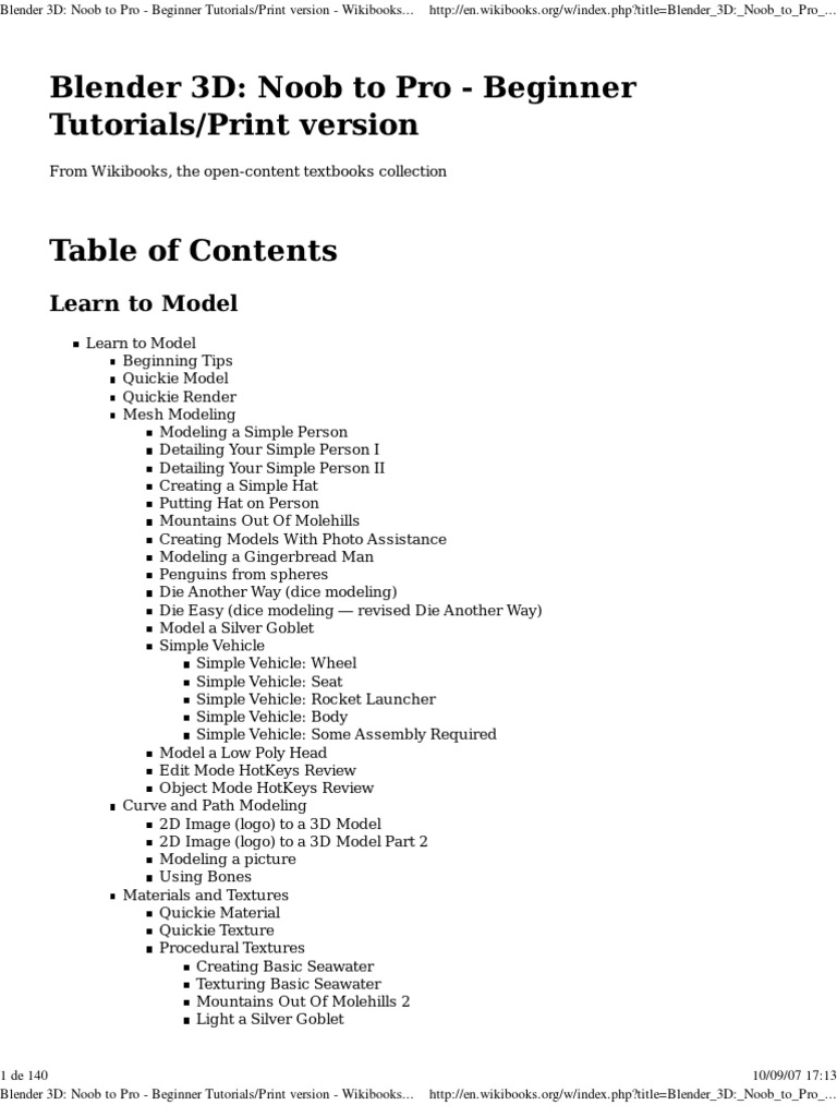 Blender 3D Noob To Pro - Beginner Tutorials PDF | PDF
