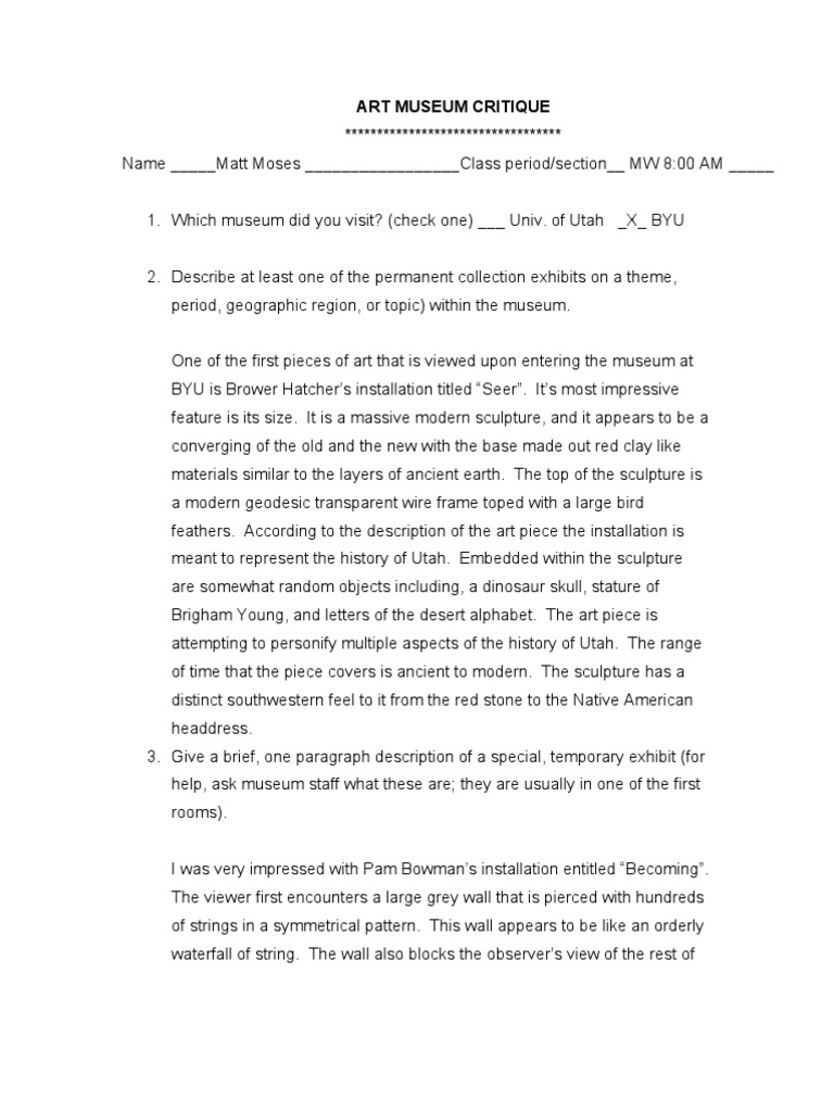 Art Museum Critique PDF | PDF | Museum | Installation Art
