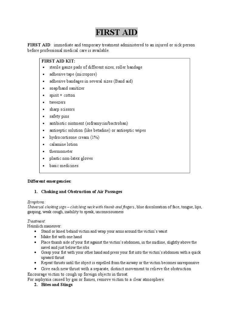 First Aid: FIRST AID: Immediate and Temporary Treatment Administered To ...