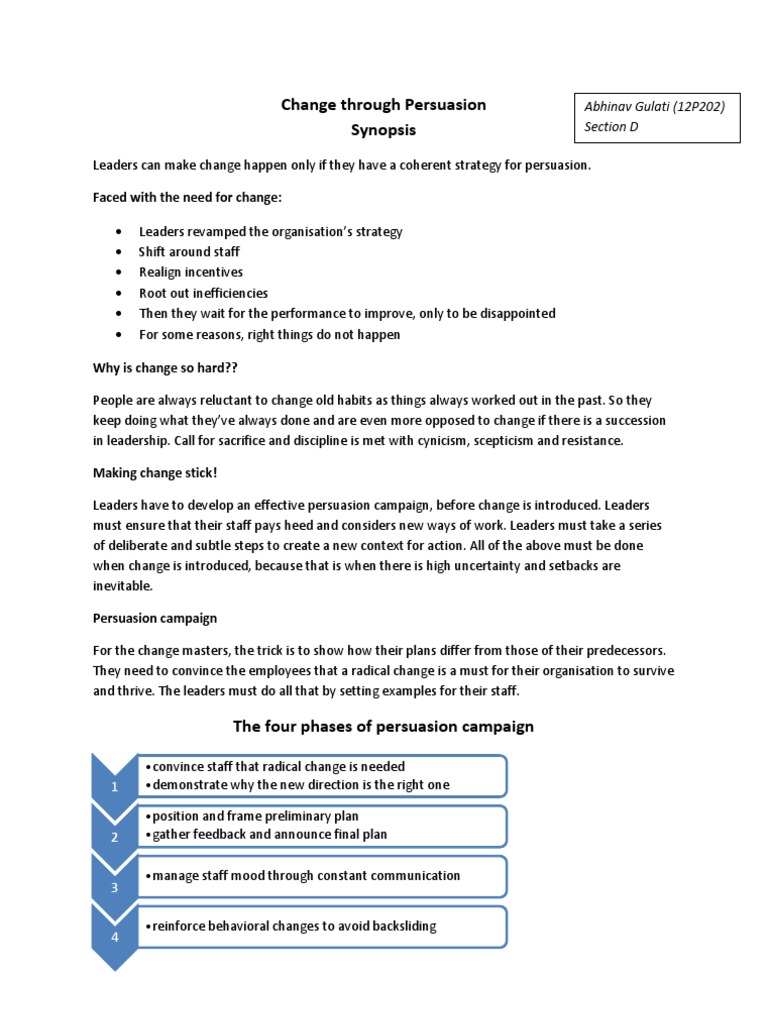Change Through Persuasion Synopsis | Download Free PDF | Persuasion ...