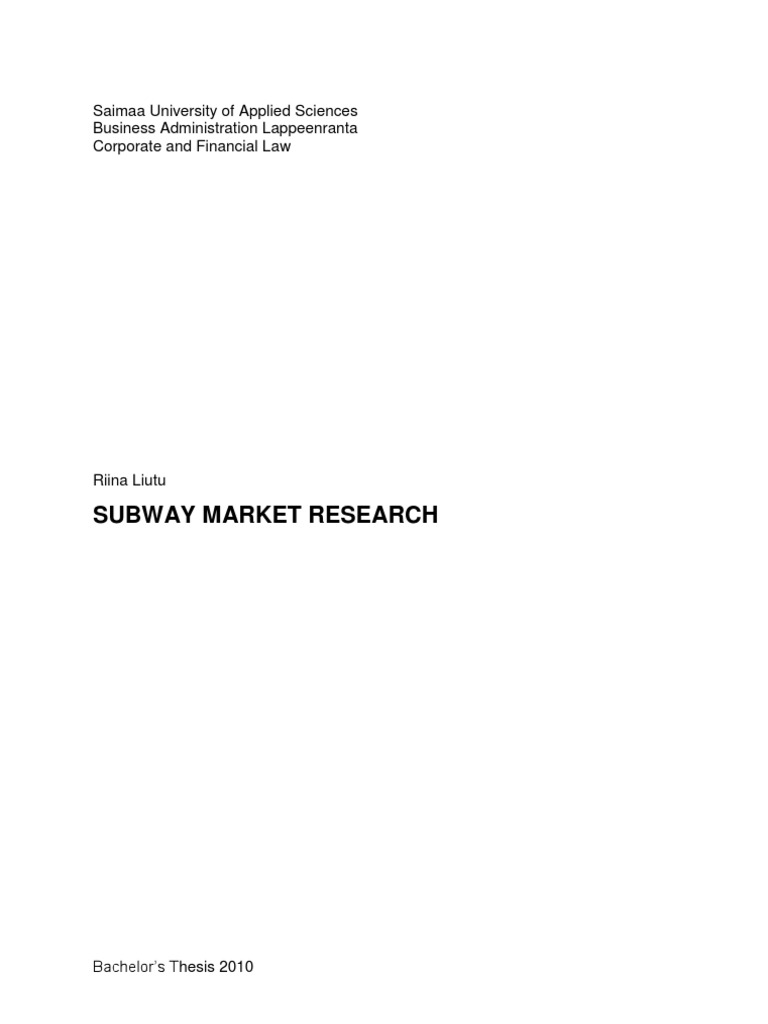 A Project On Subway | PDF | Franchising | Strategic Management