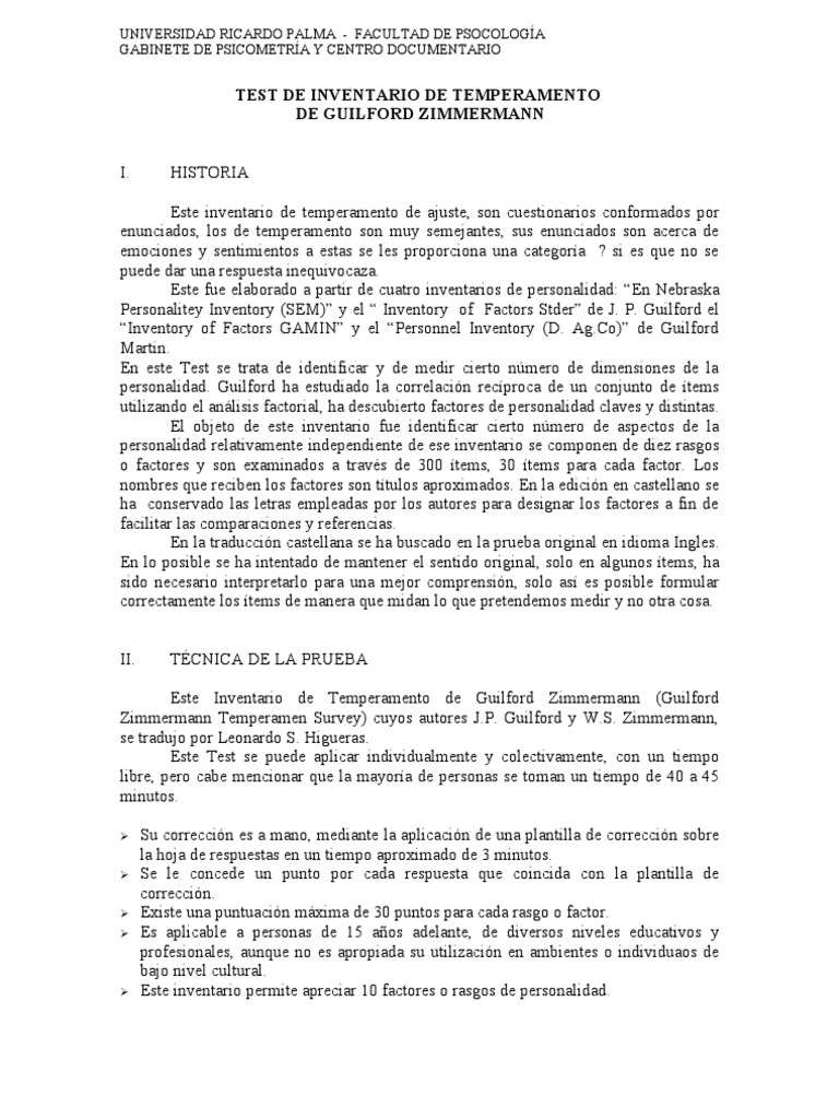 Inventario de Temperamento Pdad 05 | PDF | Conceptos psicologicos ...