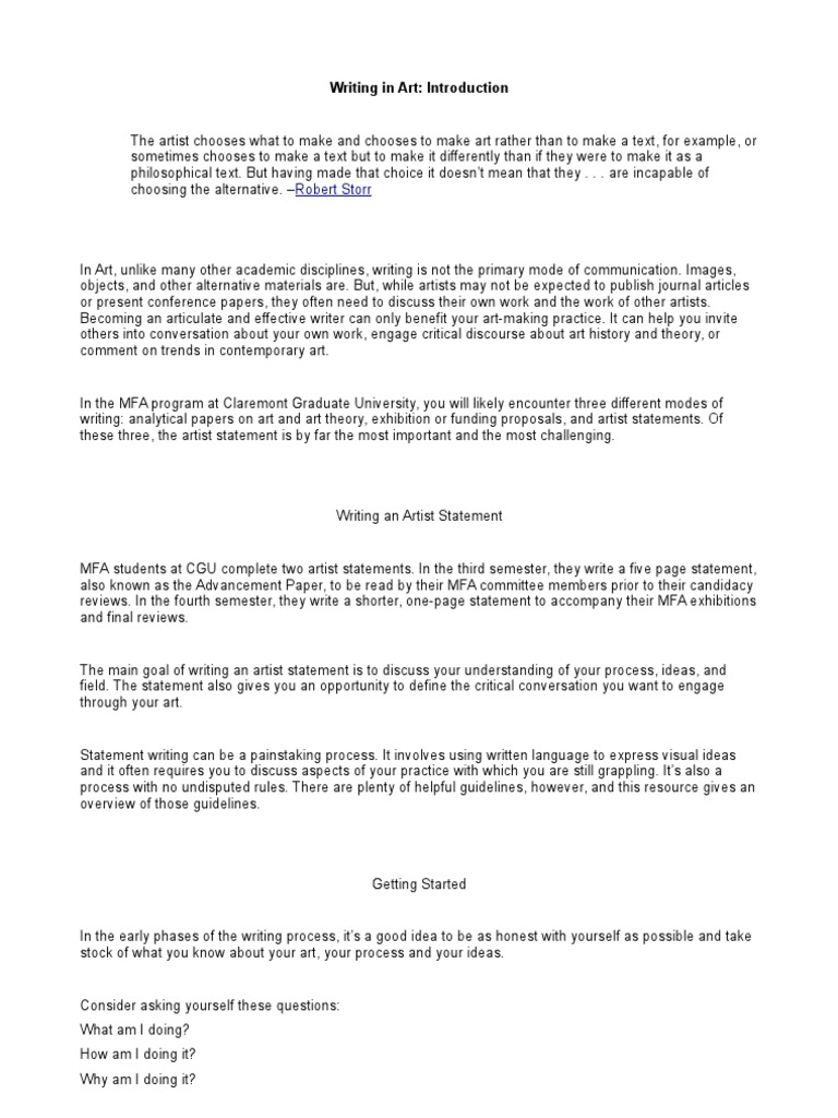 Crafting Effective Artist Statements | PDF | Feminism | Gender Studies