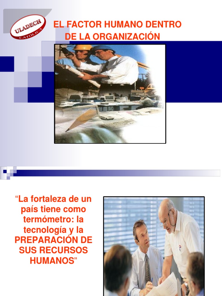 El Factor Humano en Las Organizaciones- Diapositivas PDF (1) | Recursos humanos | Toma de decisiones