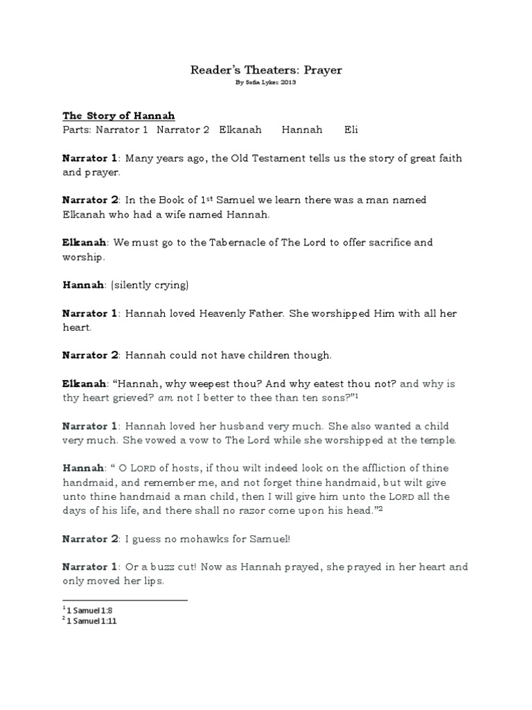 LDS Reader's Theater: Prayer | PDF | Samuel | Books Of Samuel