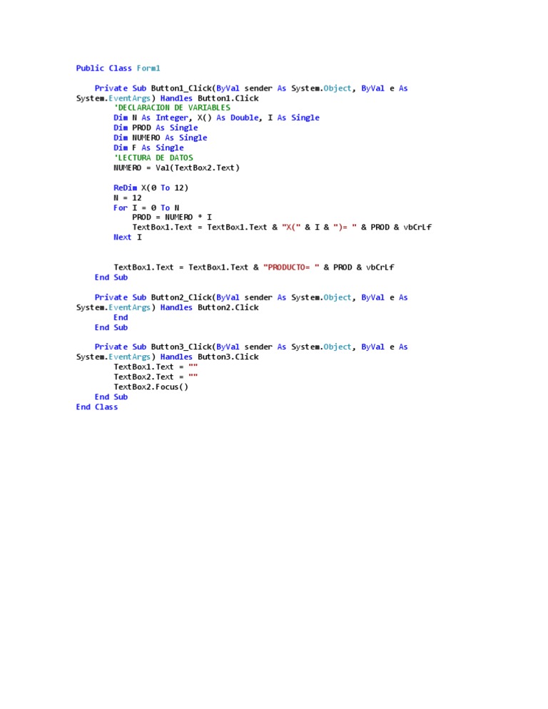 'Declaracion de Variables: Form1 Object Eventargs | PDF | Finance & Money Management